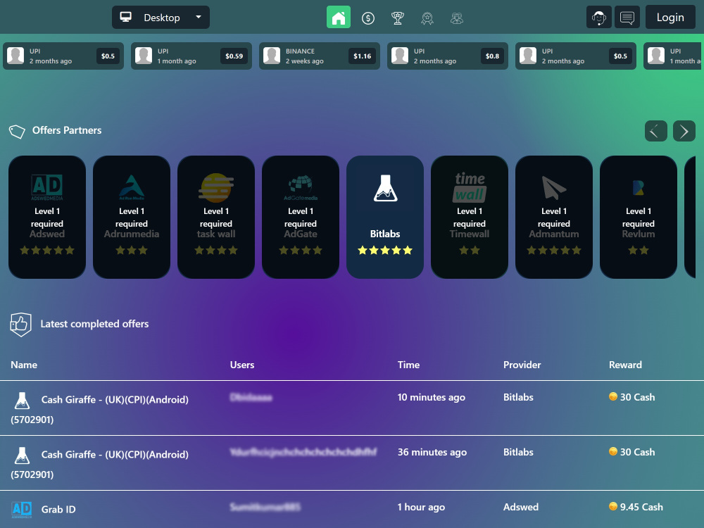 Any earning offerwall, cpa ptc script in php, laravel | Upwork
