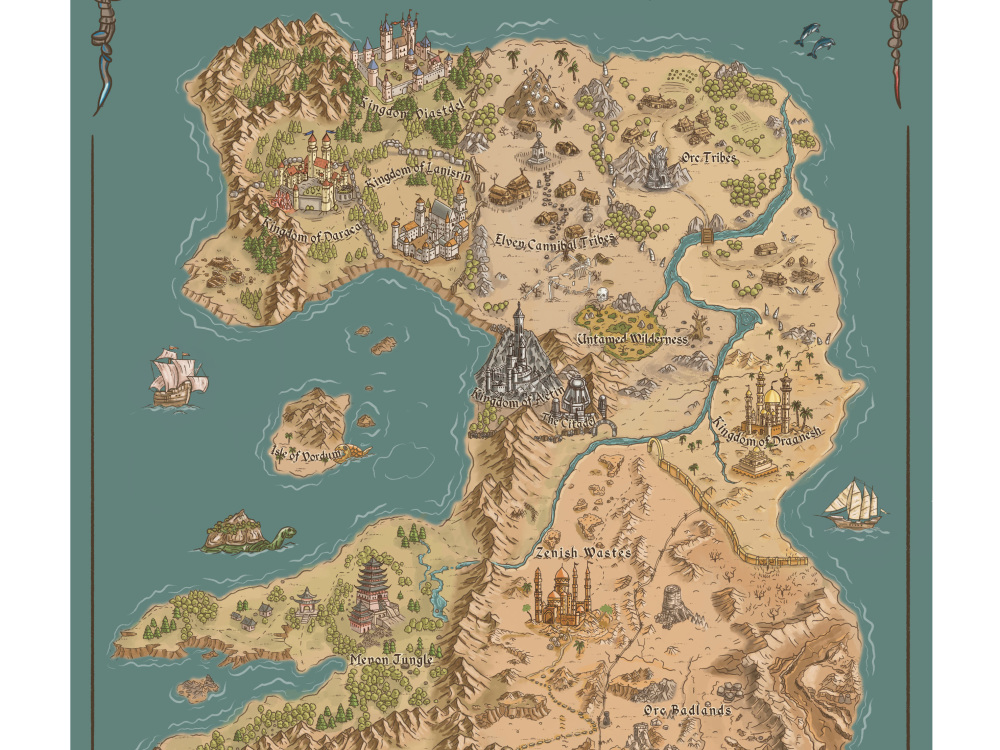 Map illustration, fantasy map | Upwork