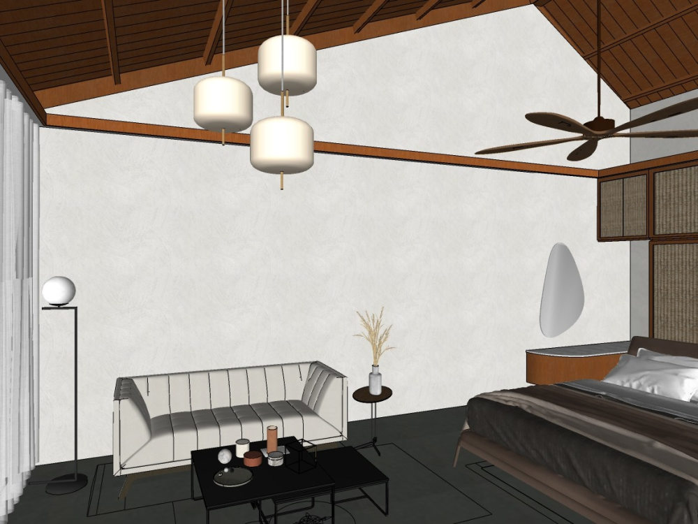 3D SketchUp/Revit BIM model with textures, materials, furniture ...