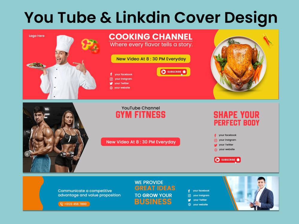 I will design Facebook cover photo banner design and YouTube banner | Upwork