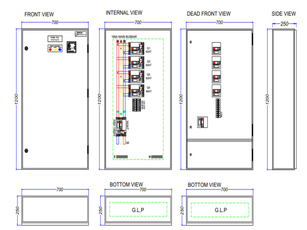 LV switchgear panel design with all the views, SLD and control scheme ...