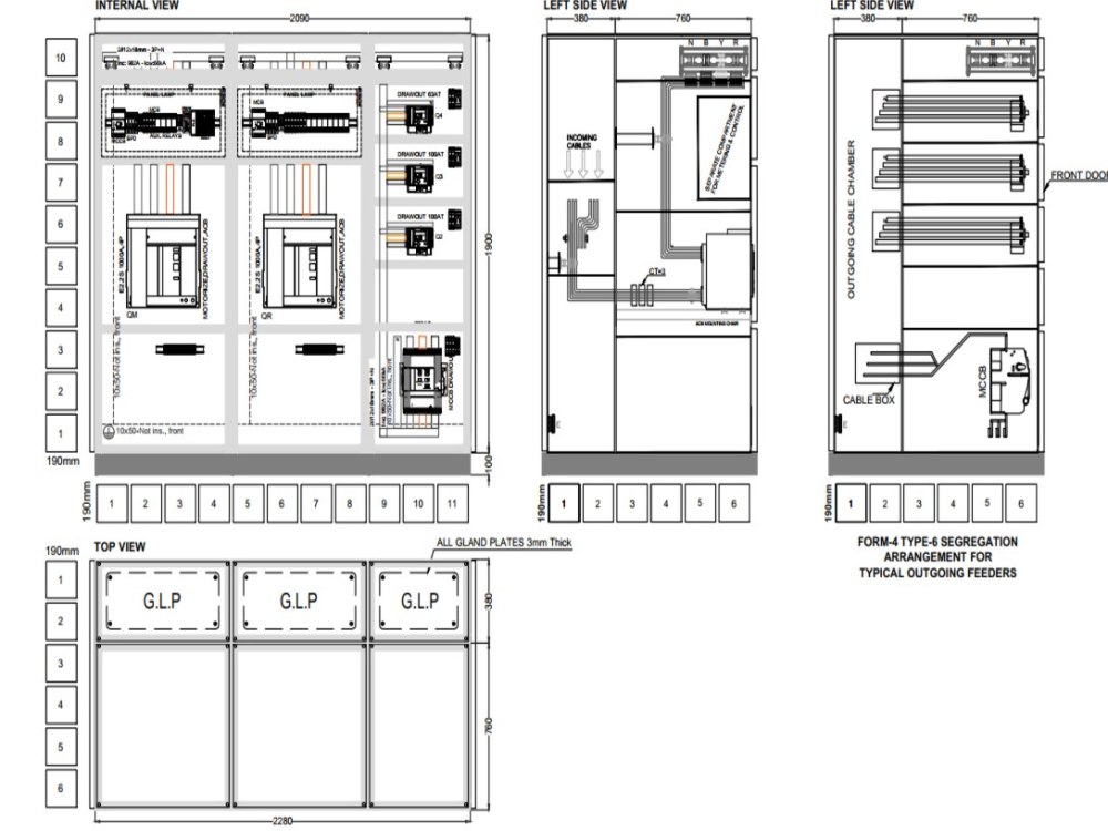 LV switchgear panel design with all the views, SLD and control scheme ...