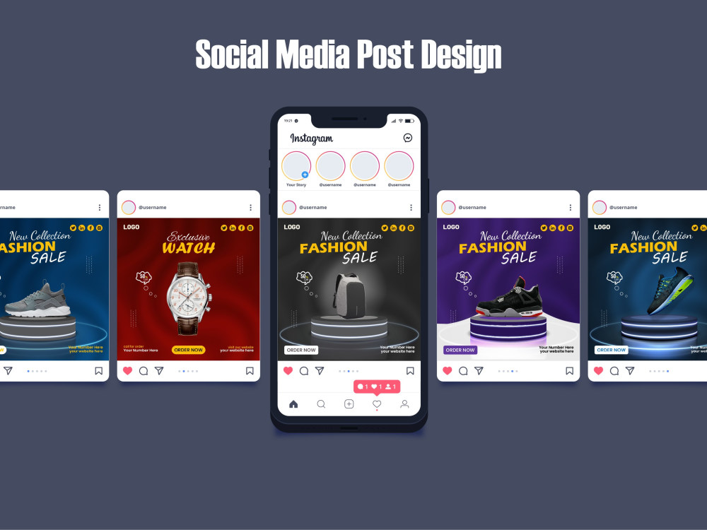 Unique social media posts designs (Facebook posts, Instagram posts etc ...