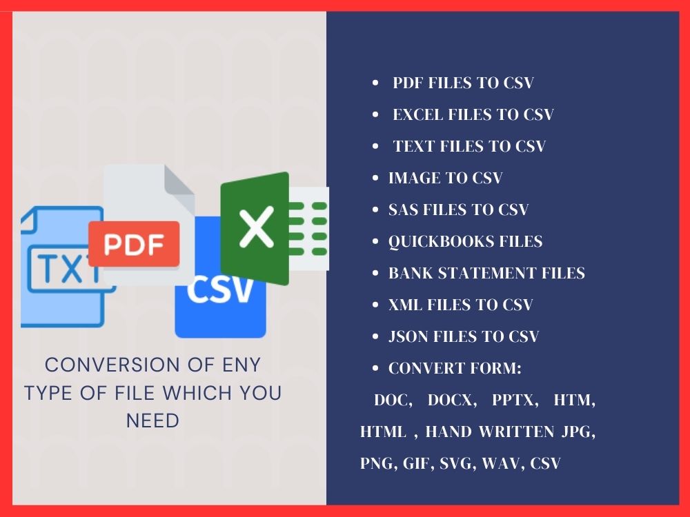 Conversion PDF To Excel/CSV and making CSVs of bank statement | Upwork