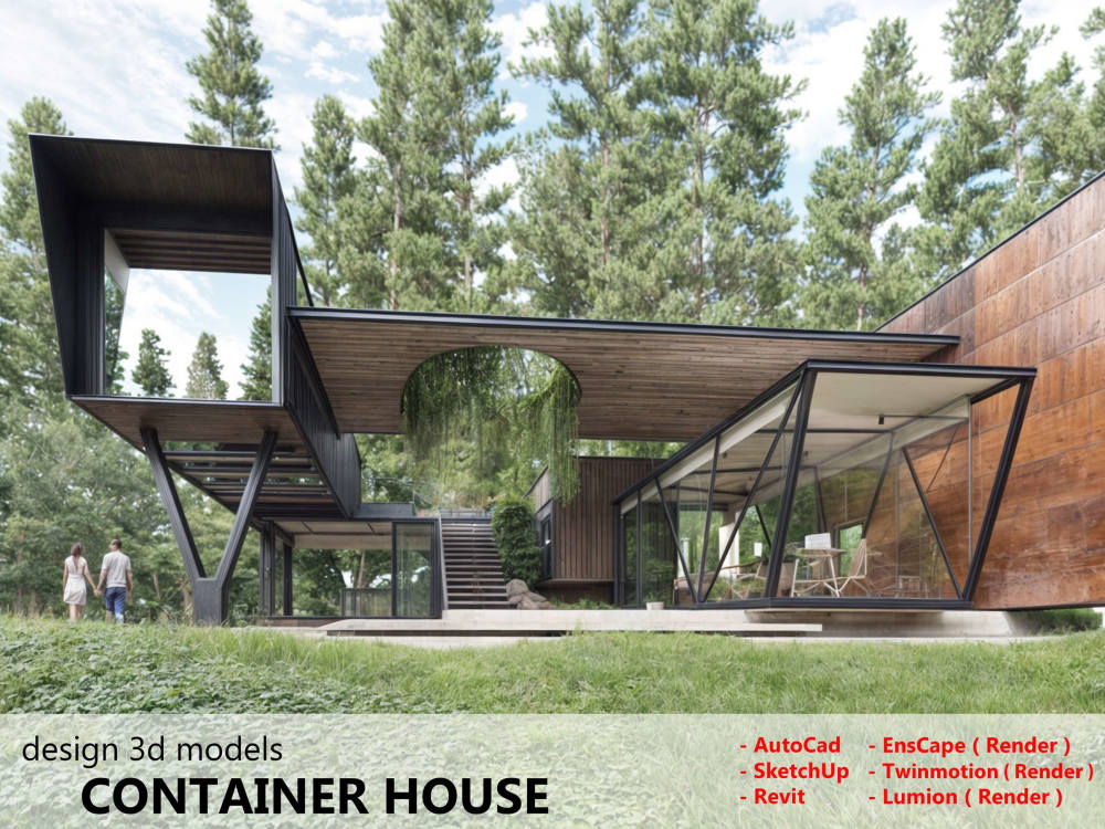 Design container house plan and render 3d images for you | Upwork