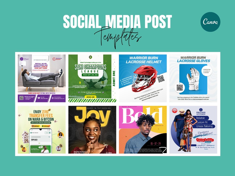 20 editable social media post templates designed in Canva | Upwork