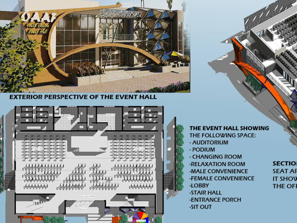 A realistic Construction drawing of an event hall | Upwork
