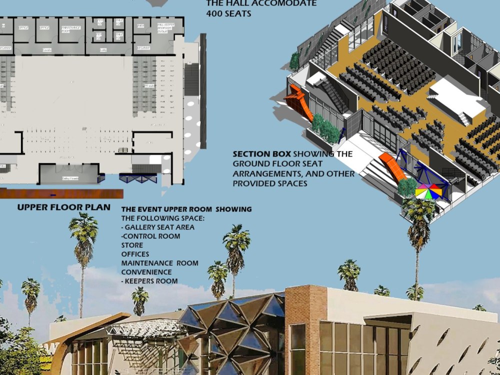 A realistic Construction drawing of an event hall | Upwork