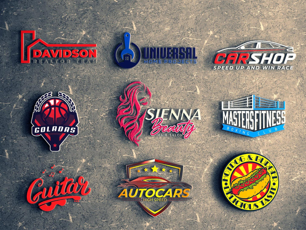 3 concepts of Vintage retro minimal 3d modern logo design | Upwork