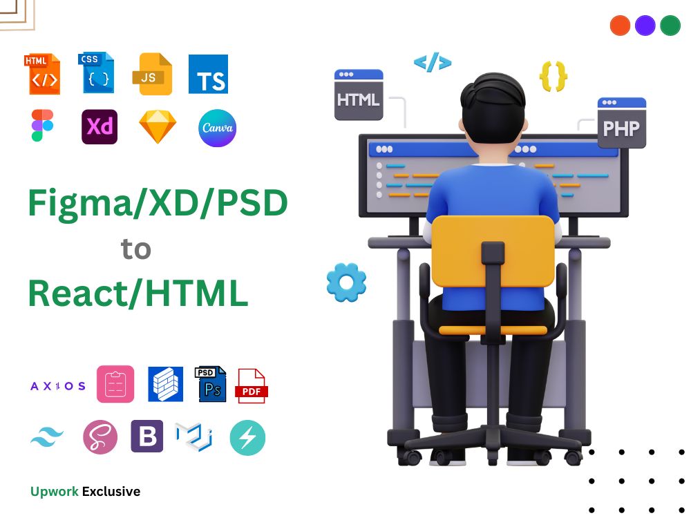 Figma/XD/PSD Designs to HTML/CSS/JS/REACTJS/NEXTJS | Upwork