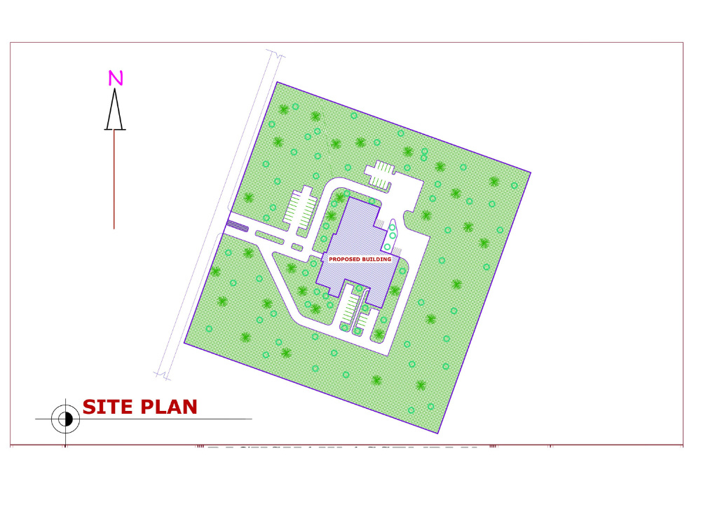 Site Plan drawing and landscape design fully detailed and dimensioned ...