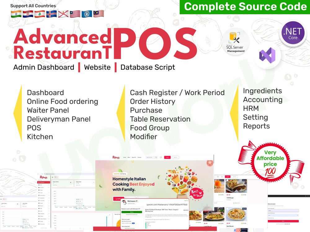 Restaurant POS System + Website | Built with Asp.NET Core 7.0 | Source Code | Upwork