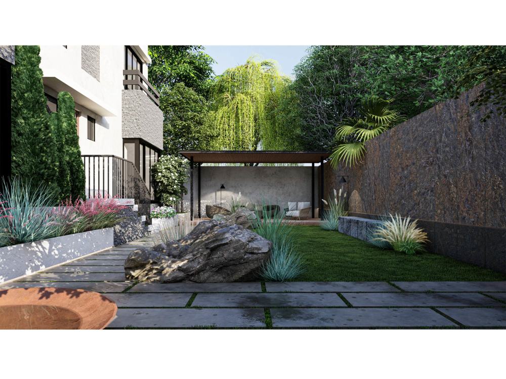Minimal landscape design and 3d rendering for your lawn, backyard and ...
