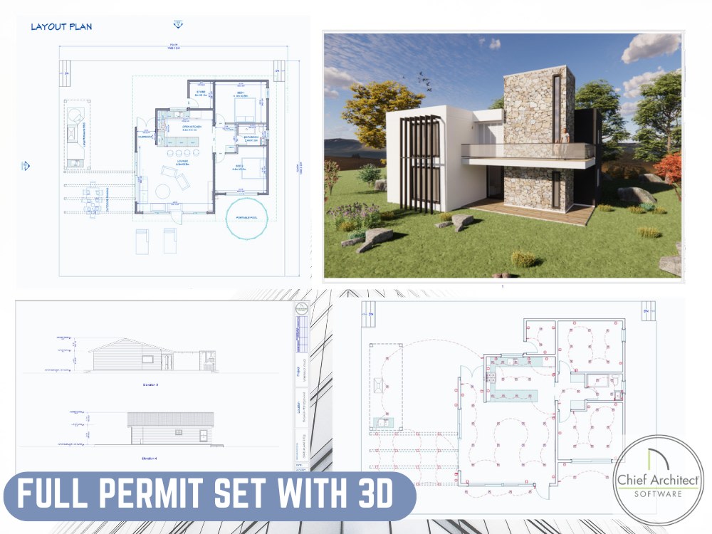 Full architectural permit set with 3D Using chief Architect x15 | Upwork