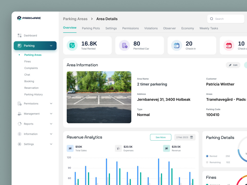 User-Friendly Parking Management Admin Panel | Dashboard | Figma| UI/UX ...