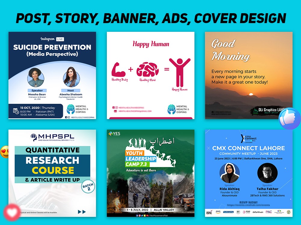 A unique social media posts design (Facebook, Instagram LinkedIn etc ...