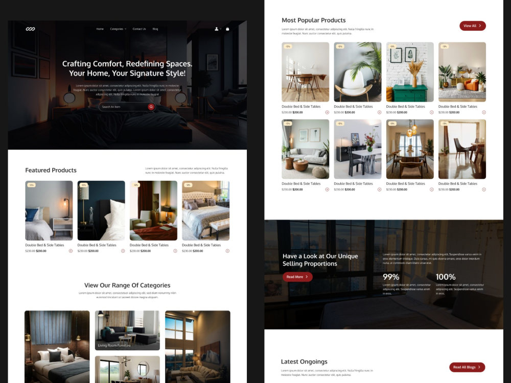 An Ecommerce website design with complete user facing and admin facing ...