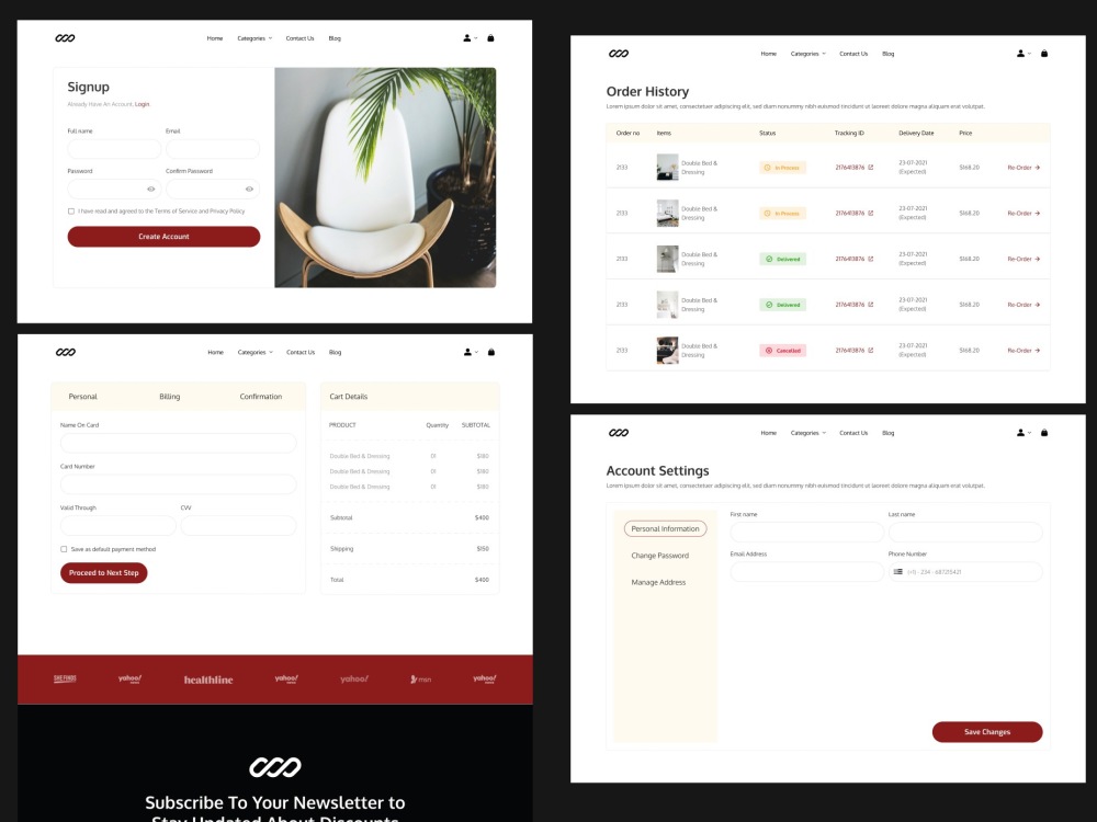 An Ecommerce website design with complete user facing and admin facing ...