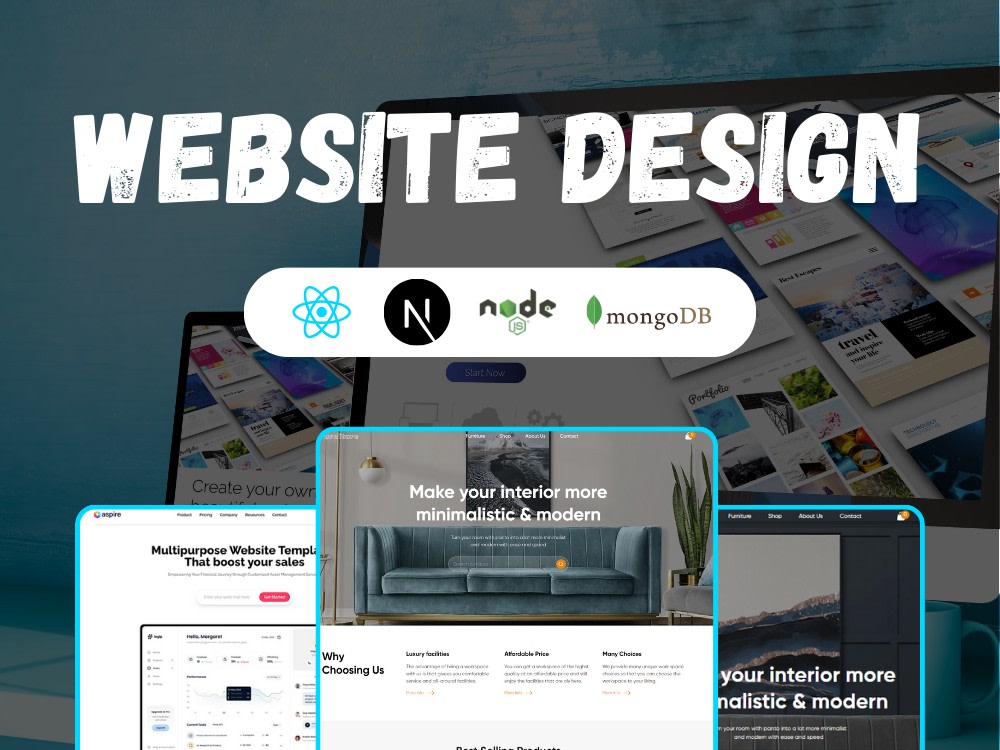 Custom website design using React/Next.js, Express.js, Node.js, MongoDB | Upwork