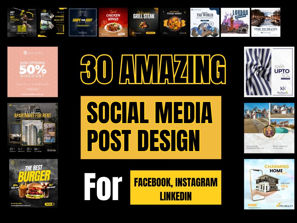 30 amazing social media posts designs for Facebook Posts & Instagram ...