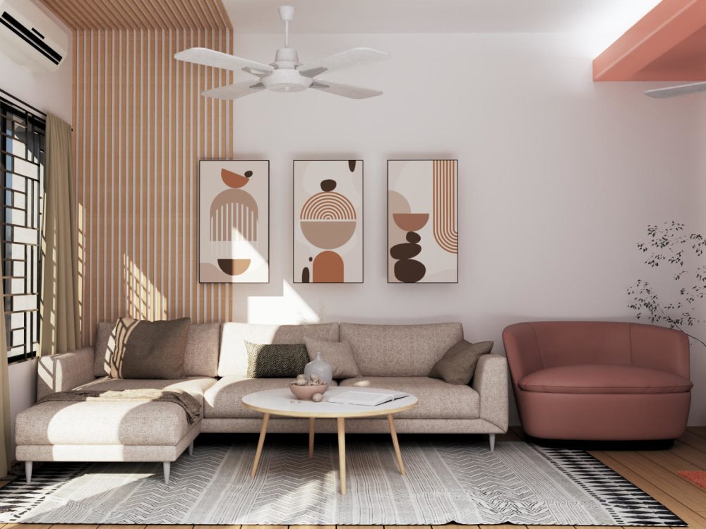 A stunning architectural interior design in 3D perspective rendering ...