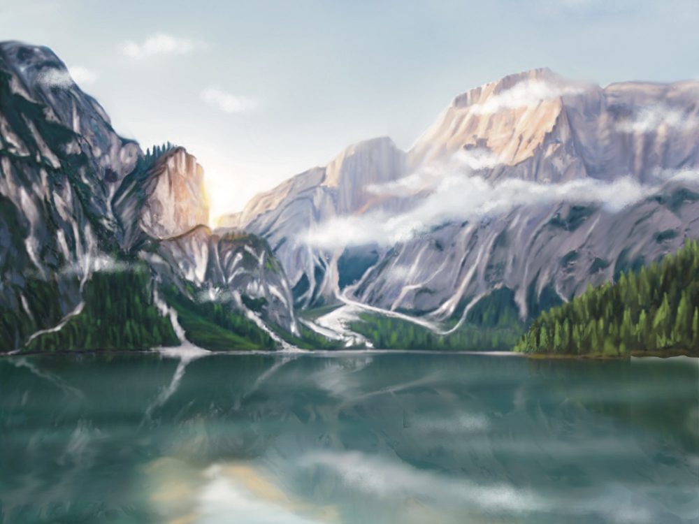 High resolution realistic freehand digital landscape illustration | Upwork
