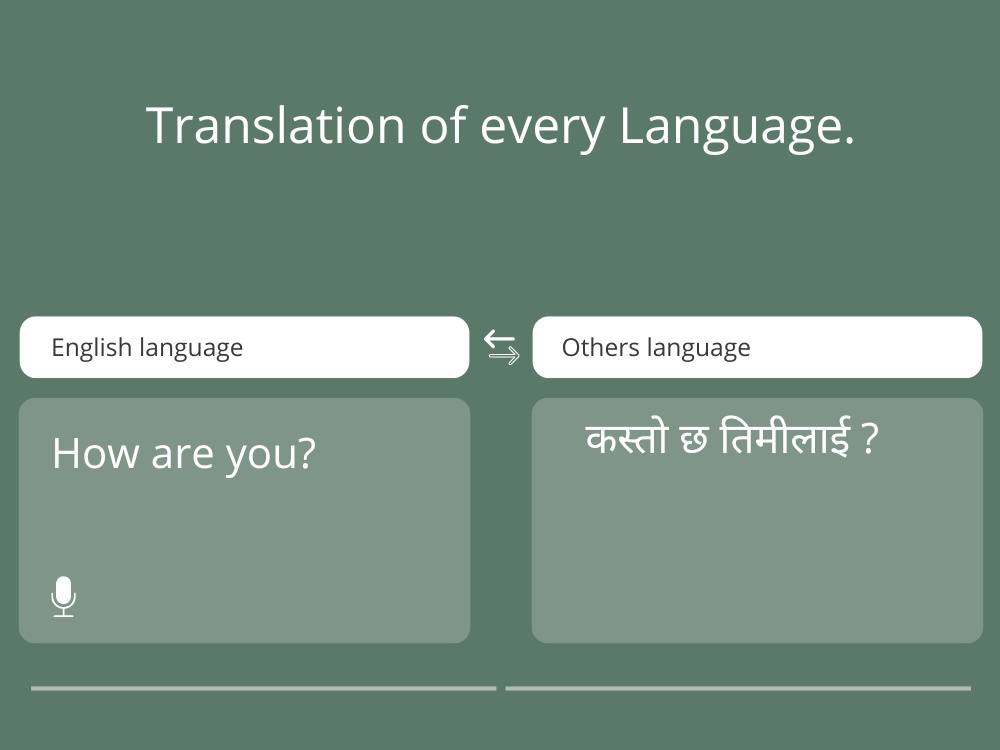 Translate Any language (Example; English to Nepali, Hindi to Nepali etc ...