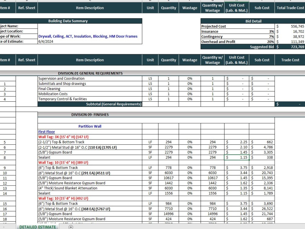 Drywall Framing Takeoff & Estimation for Commercial & Residential ...