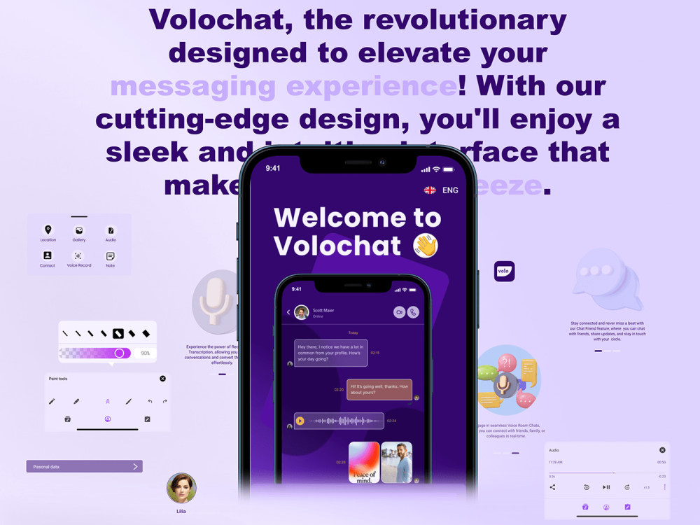 Volochat Glassmorphism Mobile App Design | Upwork