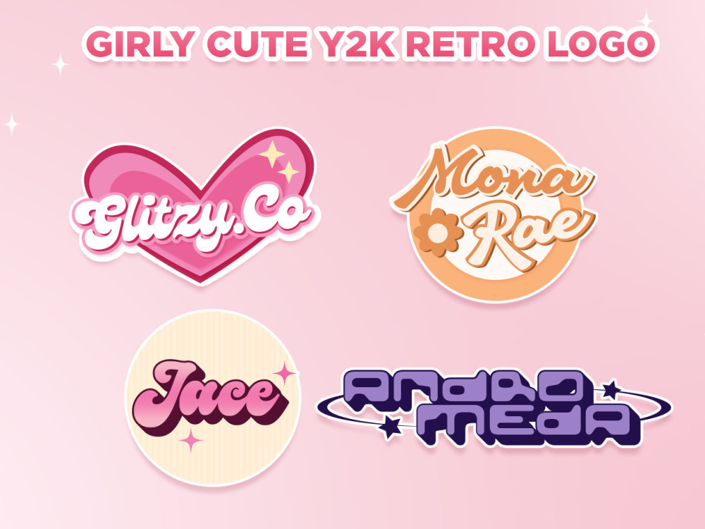 A cute aesthetic y2k girly retro logo | Upwork