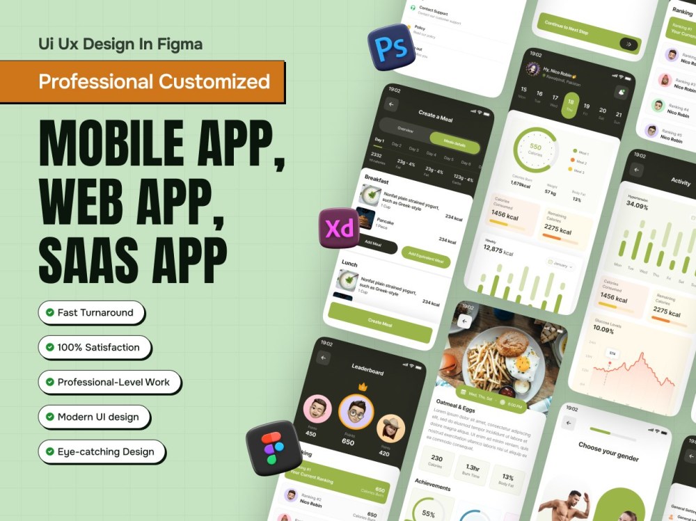 Professional customized mobile app, web app, saas app ui ux design in ...