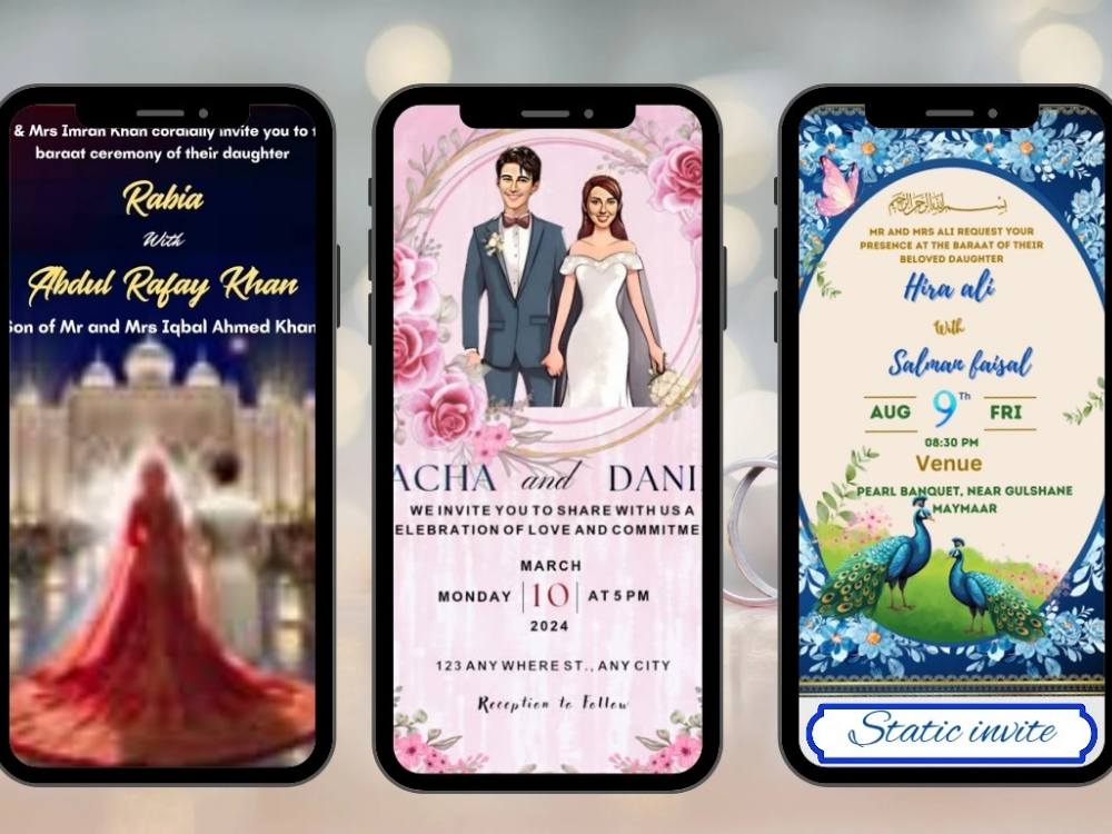 Elegant animated invitation card or still invitation for your wedding ...