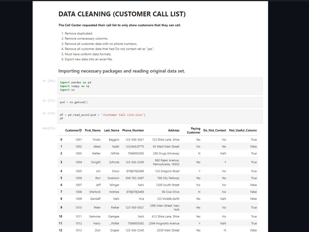DATA CLEANING LARGE DATASETS with PYTHON | Upwork