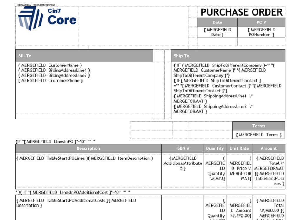 Purchase Order template for CIN7 Core | Upwork