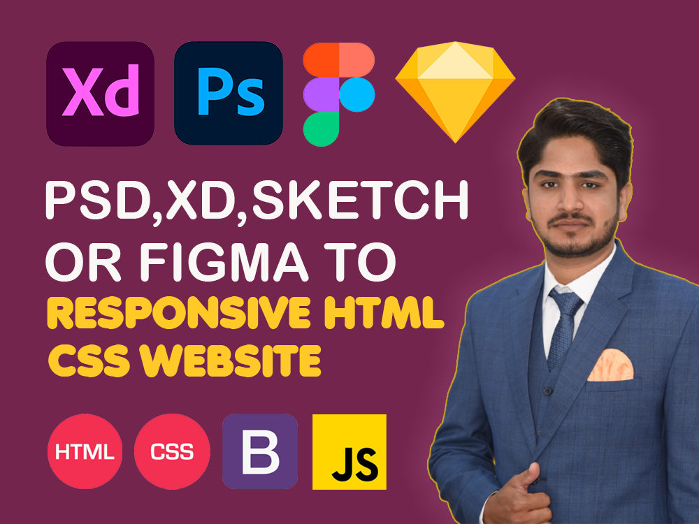 Convert Figma to Responsive HTML CSS Bootstrap Tailwind CSS Design | Upwork