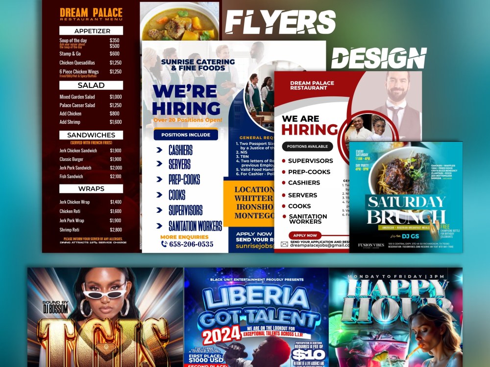 Flyers design for party, business, club, poster designs, graphics ...