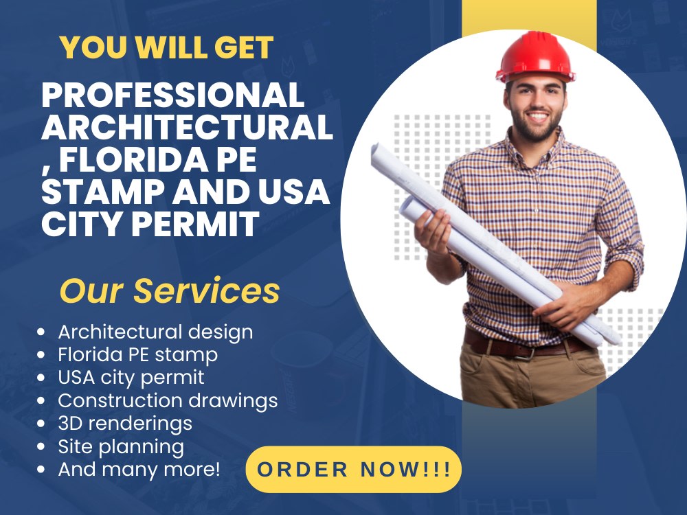 Professional architectural, florida pe stamp and USA city permit | Upwork