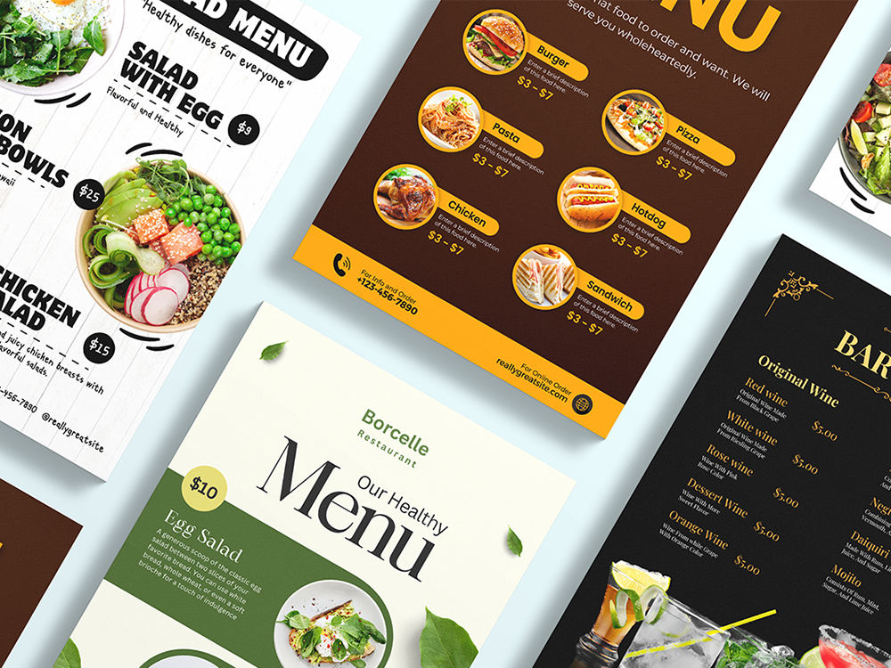 A professional restaurant food menu, digital menu, or food price list ...