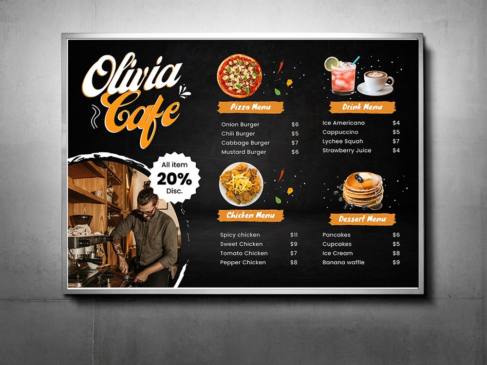 A professional restaurant food menu, digital menu, or food price list ...