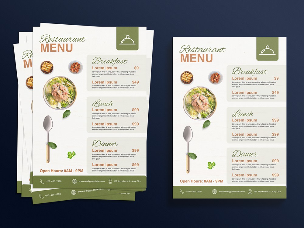A professional restaurant food menu, digital menu, or food price list ...