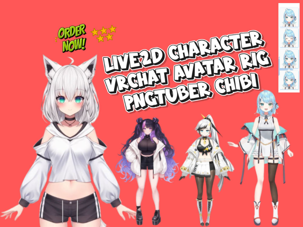 Live2d vtuber character, rig vrchat, anime vtuber, pngtuber, sfm ...
