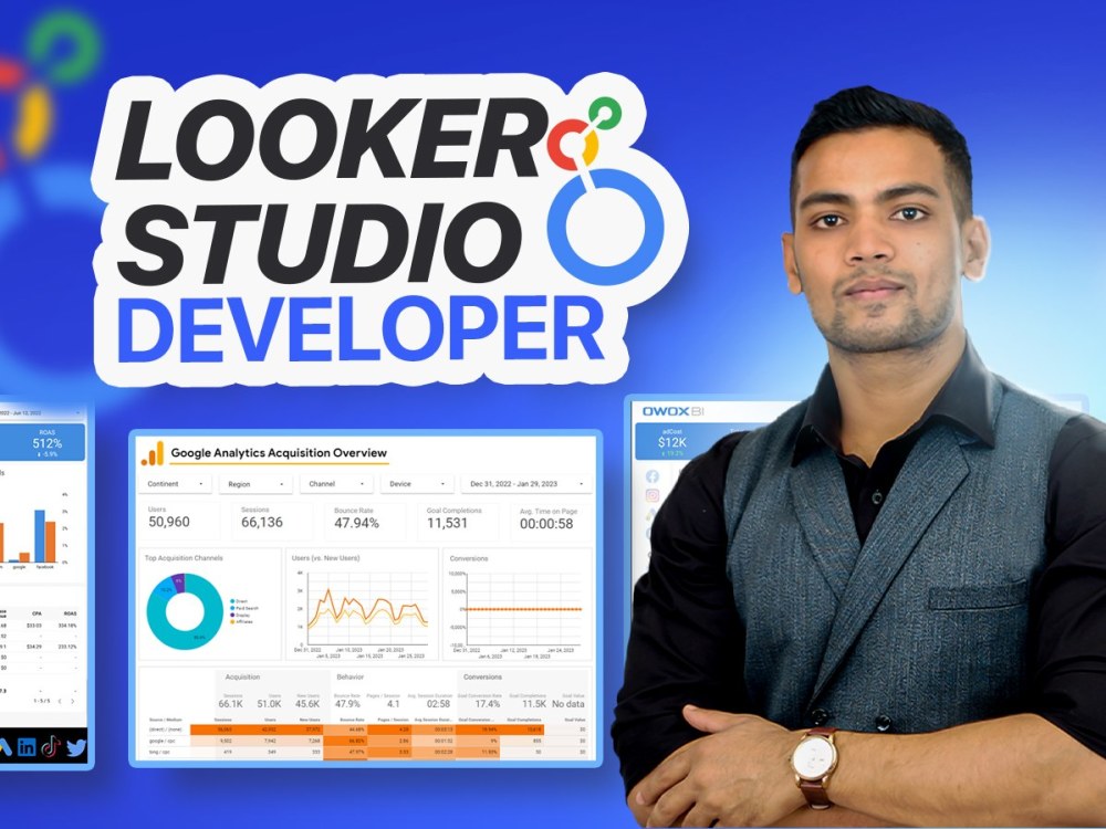 Google Data Studio Looker Studio Custom Dashboard | Upwork