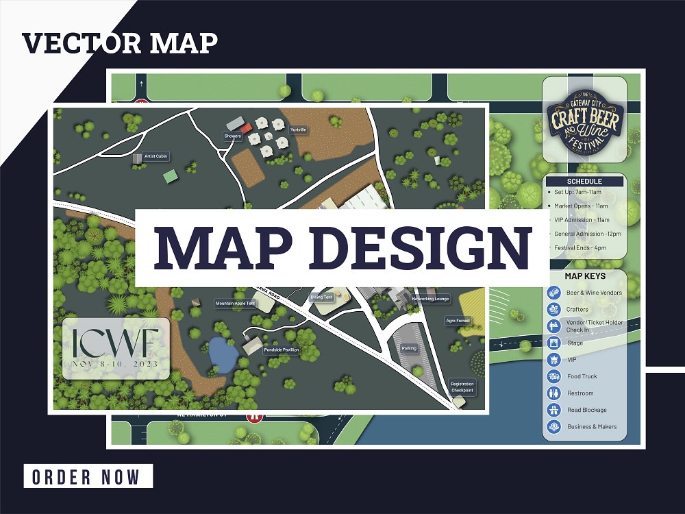 Custom vector map design for event, festival, venue, city, site, layout map | Upwork