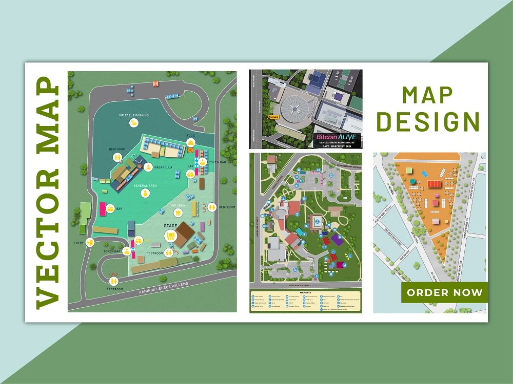 Custom vector map design for event, festival, venue, city, site, layout ...