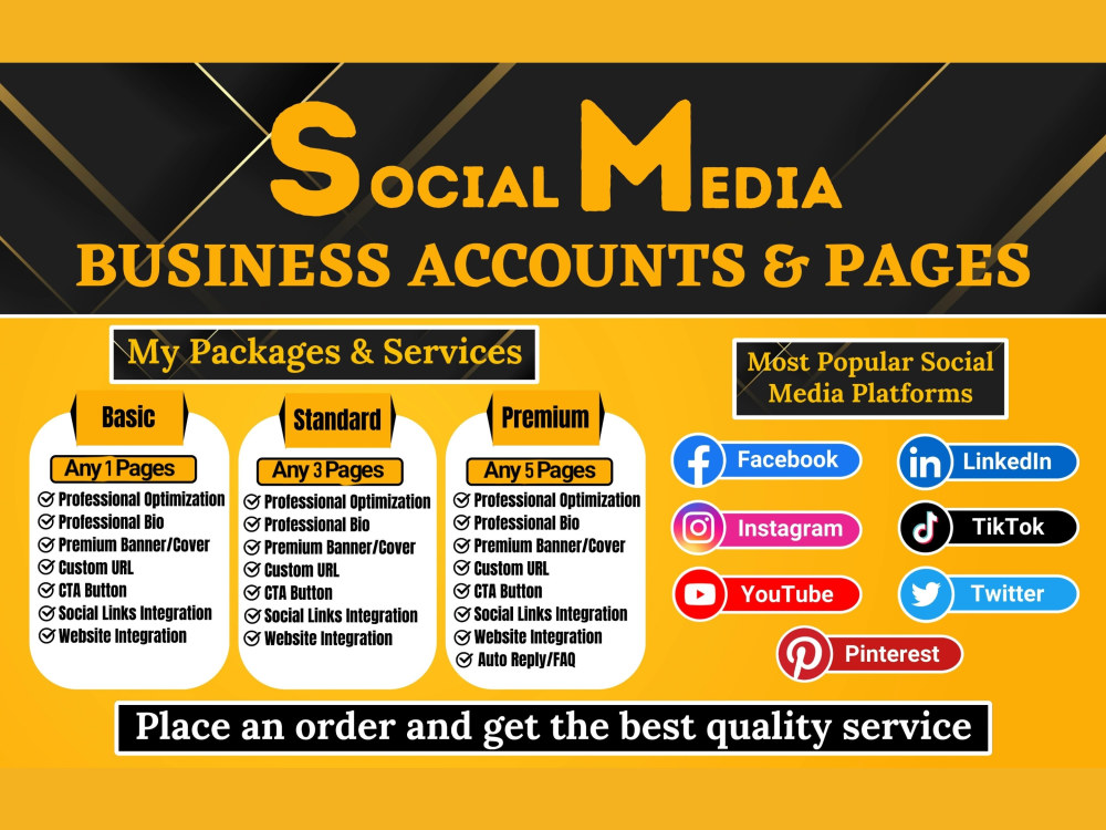 Professional social media account creation, setup, and optimized pages ...