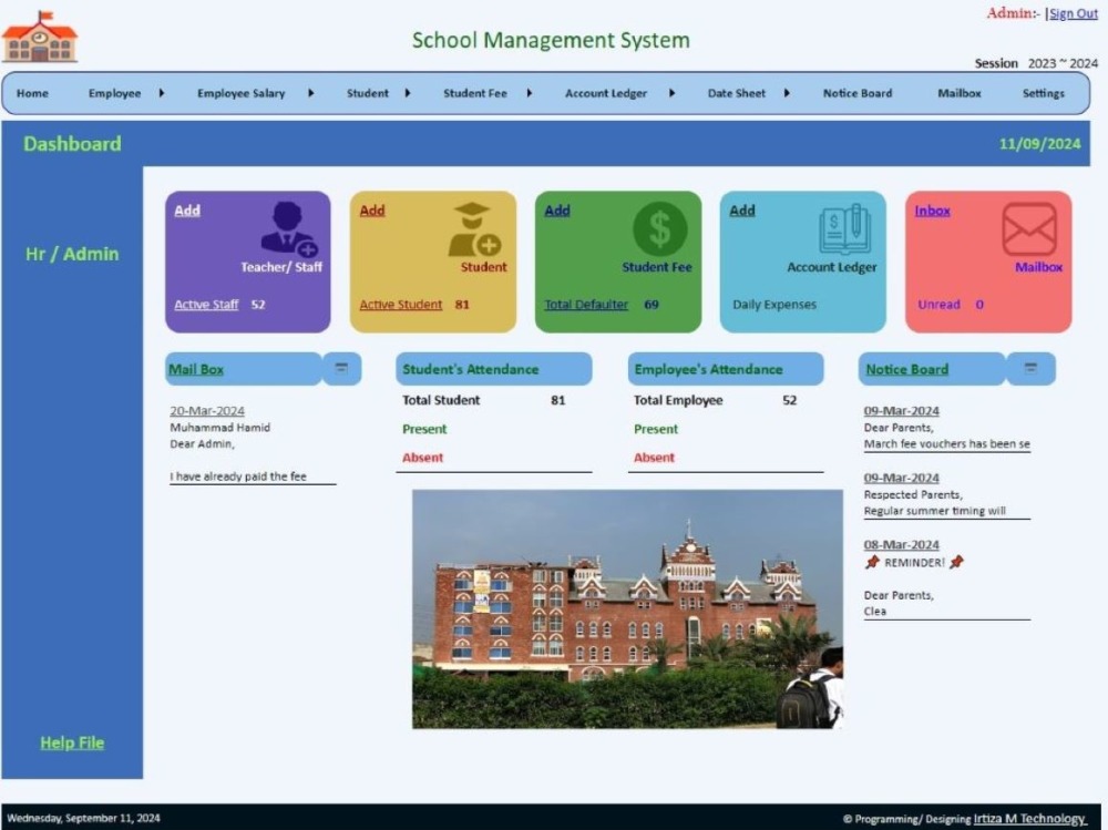 A complete school management system with student, teacher, admin ...