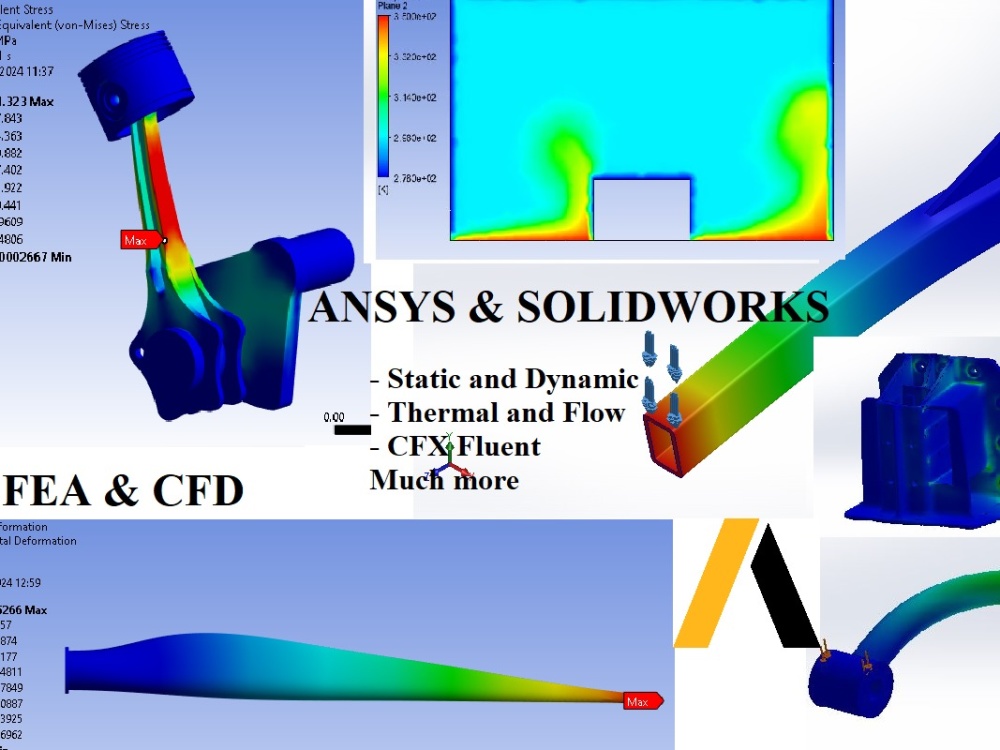 FEA simulations for structures, Heat and CFD using ANSYS or Solidworks ...