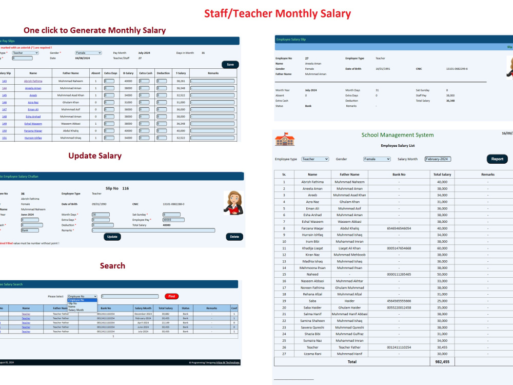 A complete school management system with student, teacher, admin ...
