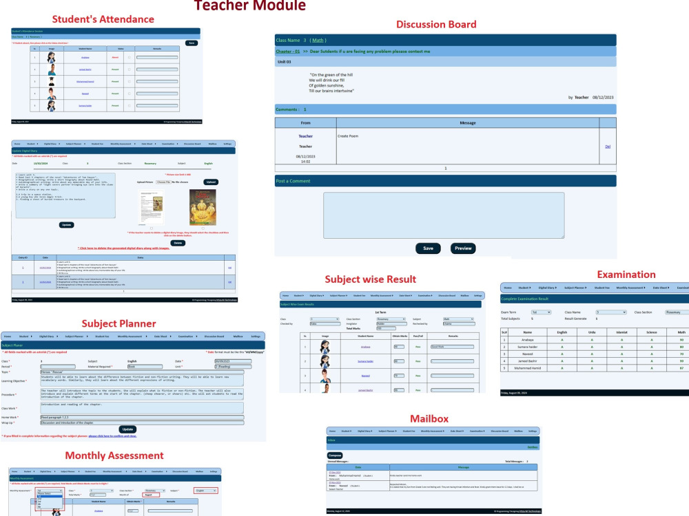 A complete school management system with student, teacher, admin ...