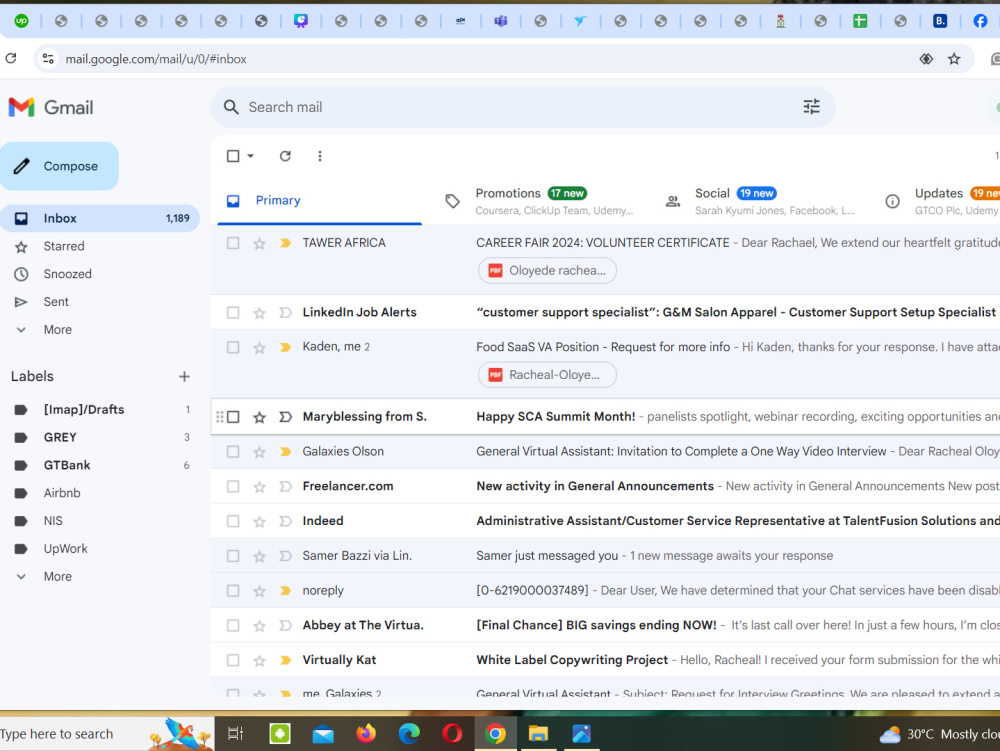 An EMAIL Inbox Cleanup, Organized and Labelled - Let's reach a ZERO INBOX! | Upwork